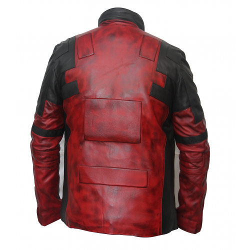 Ryan Reynolds Deadpool 2 Red and Black Waxed Leather Jacket