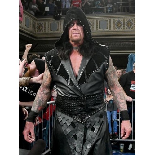 The Undertaker Wwe Raw Black Leather Vest Coat